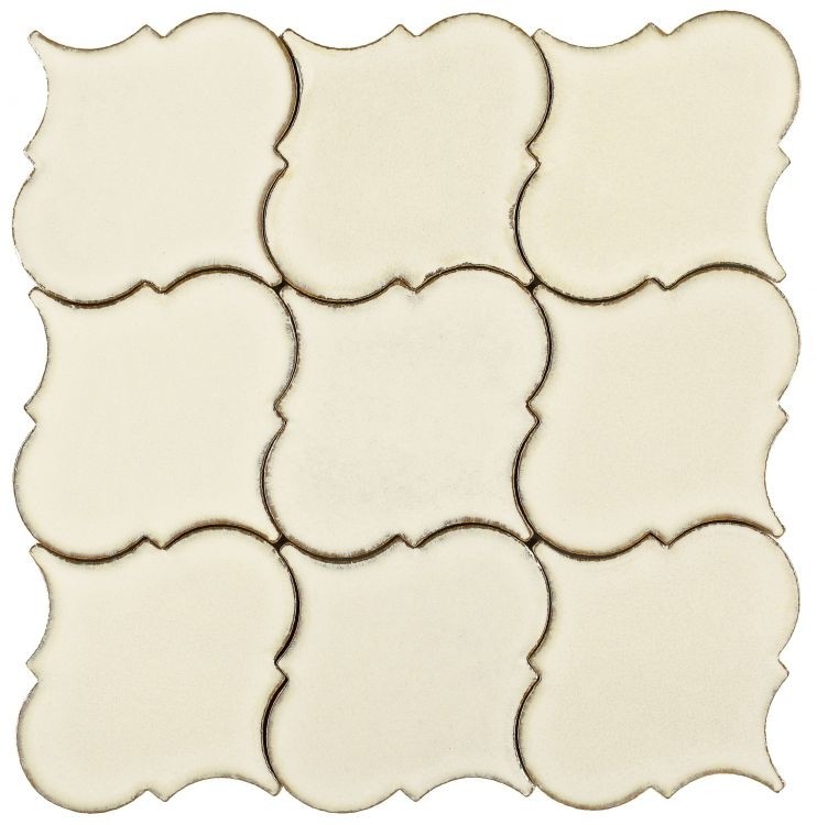 Arabesque Calabash Ivory Porcelain Mosaic Pool Tile