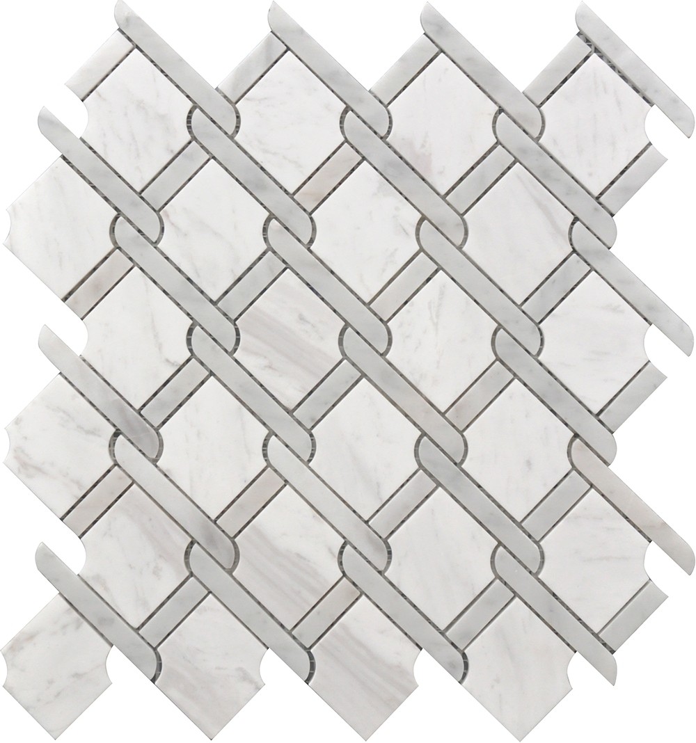 12x12 Medallion Pattern Grey Marble Mosaic Tile | Roca Tile