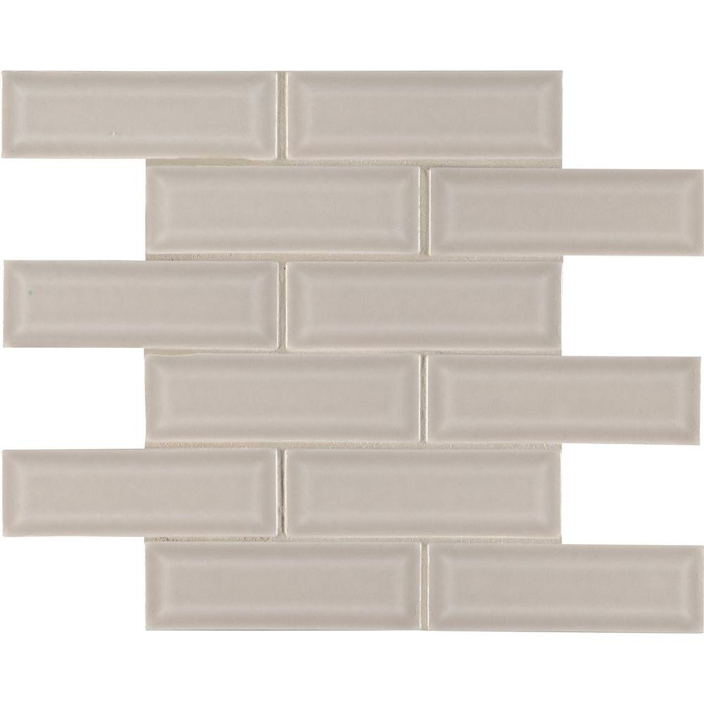 2x6 Portico Pearl Brick Beveled Glossy Ceramic Mosaic Tile