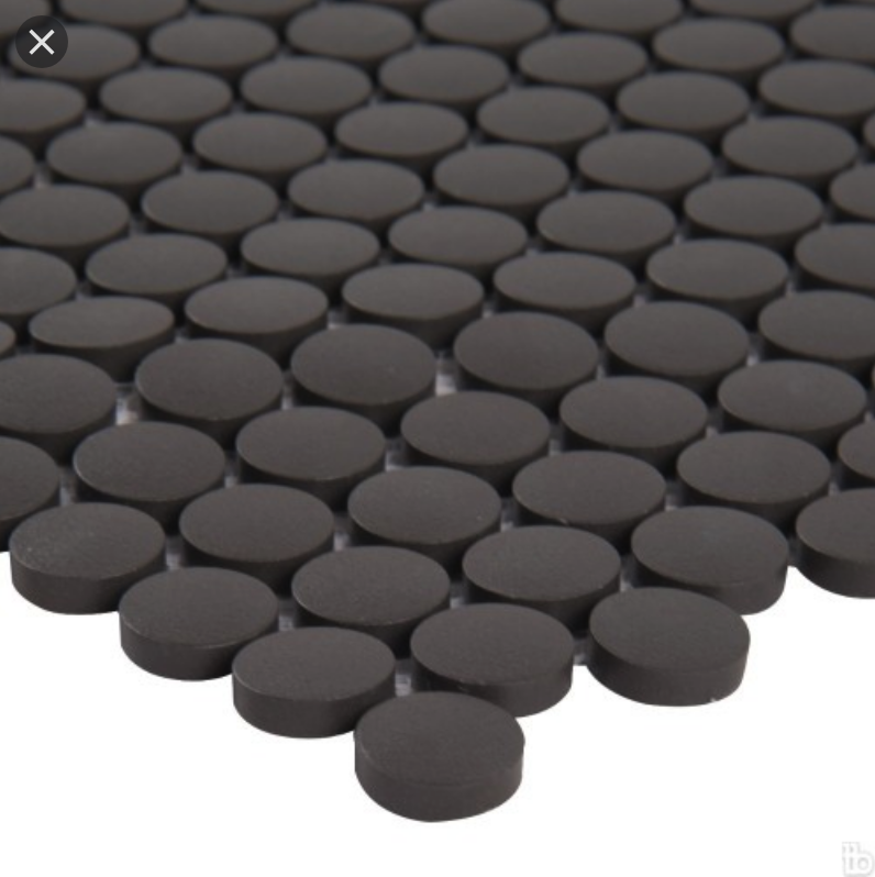 Dark Grey Matte Penny Round Porcelain Mosaic Tile | Matte Penny Round Nero