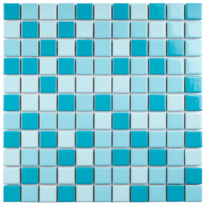 Light Blue Square Porcelain Mesh Mounted Mosaic | BT-PM19