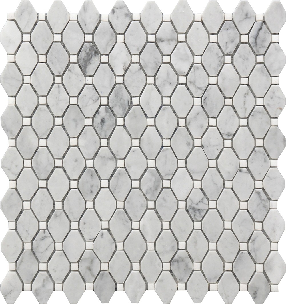 12x12 Small Rhombus Pattern Marble Mosaic Tile | Roca Tile