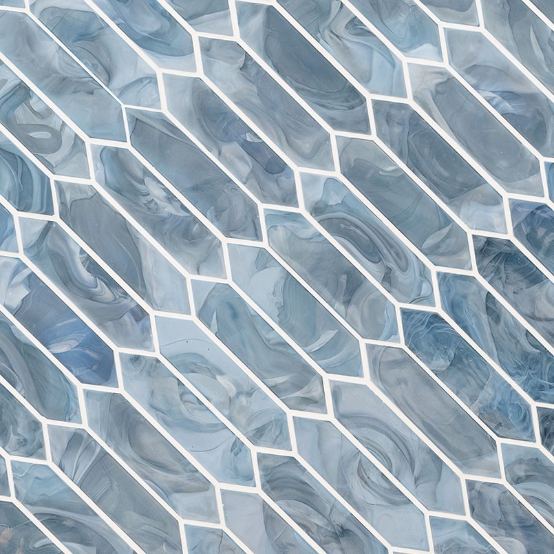Blue Shimmer Picket Pattern Glass Mosaic Tile | Wall | Backsplash ...