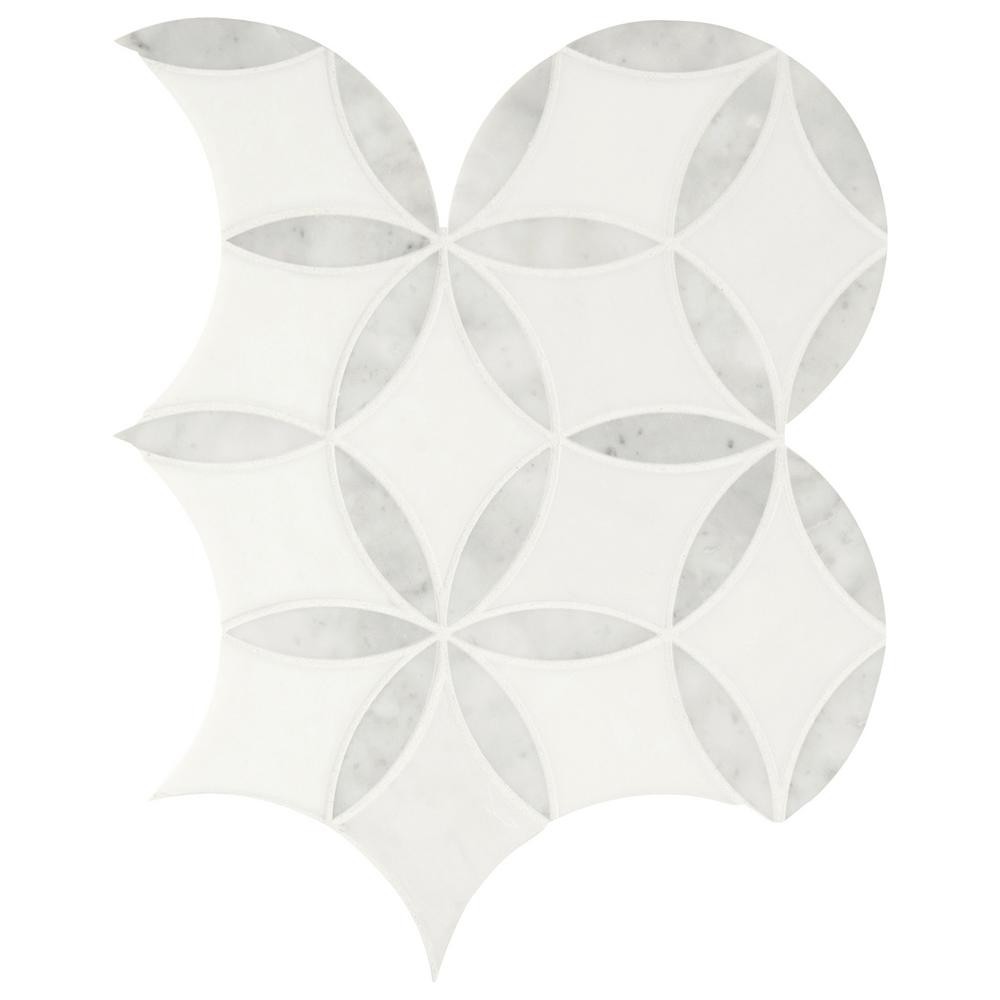 La Fleur 9.92x8.9 Floral Pattern Polished Marble Mosaic Tile
