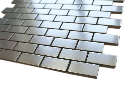 Stainless Steel Blend 1x2 Mesh-Mounted Metal Mosaic Tiles