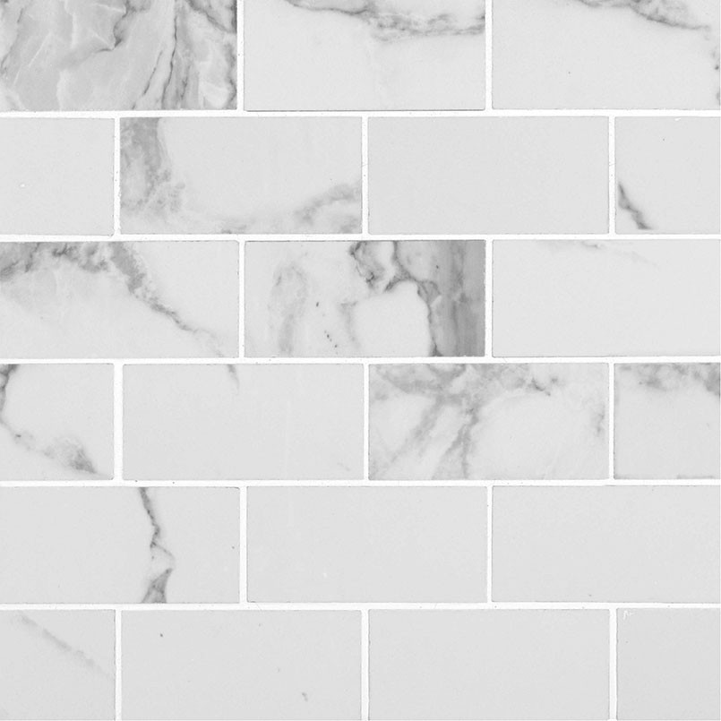 2x4 Pietra Statuario Brick Polished Porcelain Mosaic Tile | Floor ...