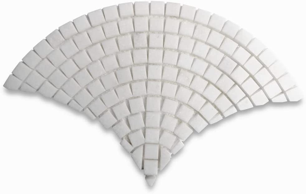 Thassos White Fan Pattern Polished Marble Mosaic Tile