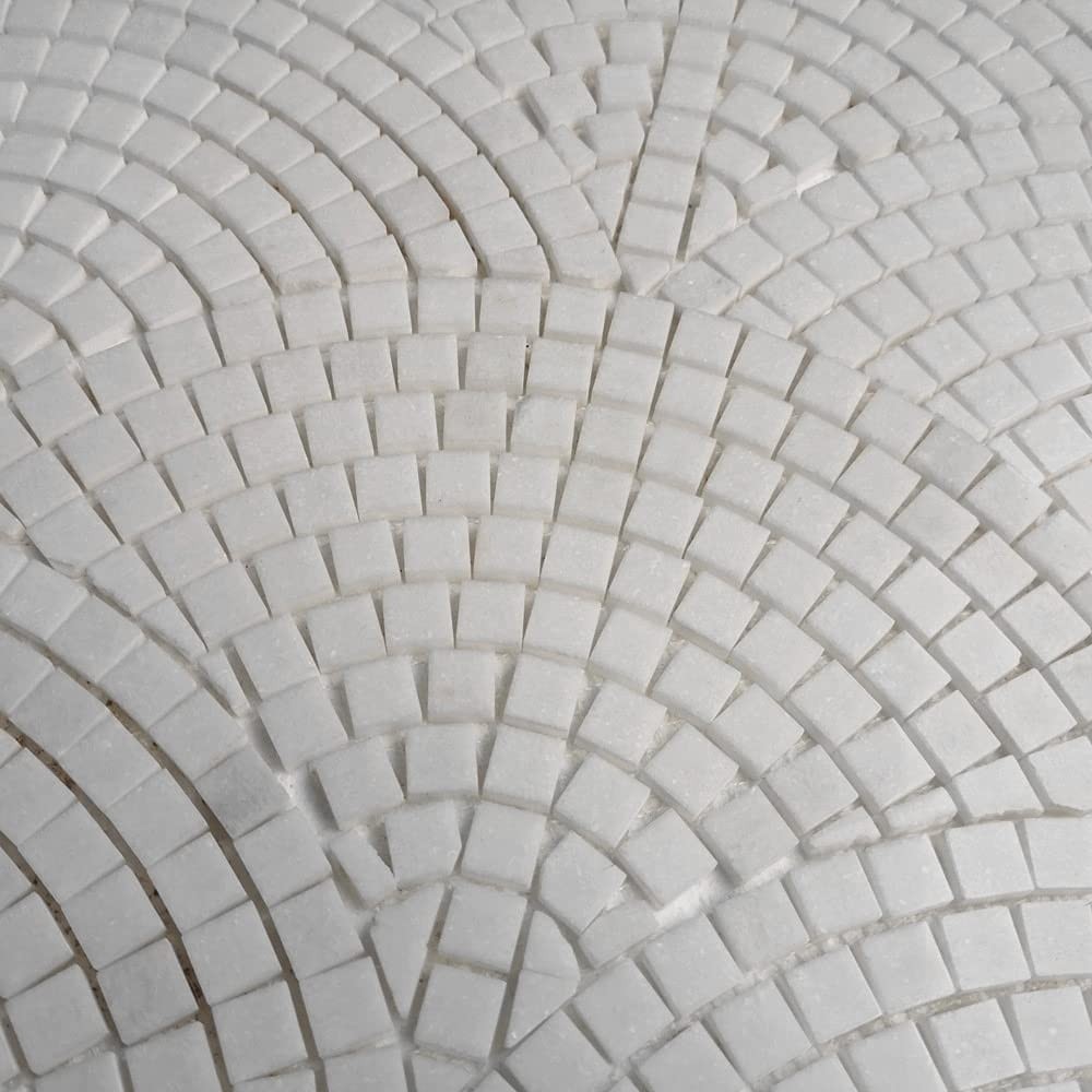 Thassos White Fan Pattern Polished Marble Mosaic Tile