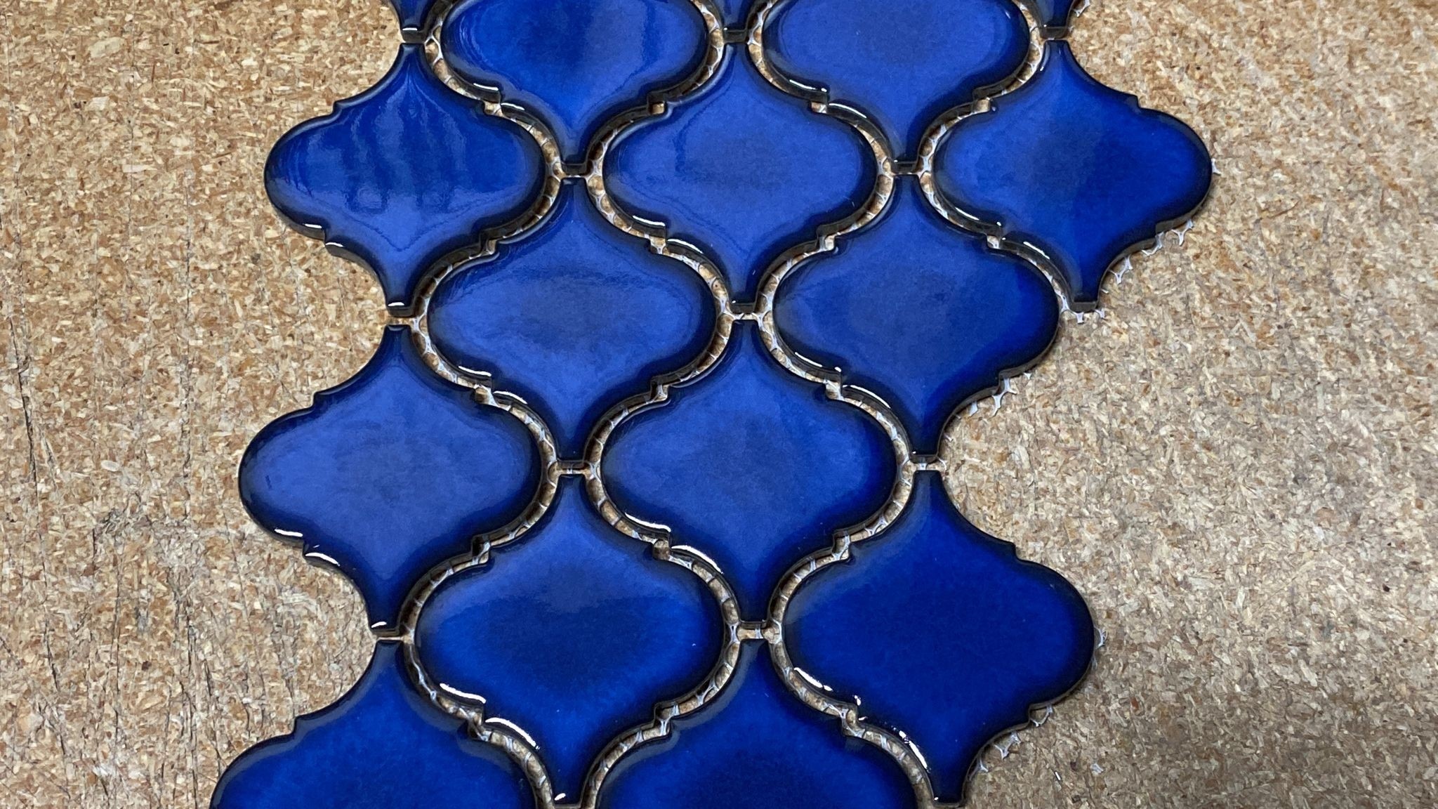 2” Shiny Cobalt Blue Lantern Pattern Porcelain Mosaic Tile | Bathroom ...