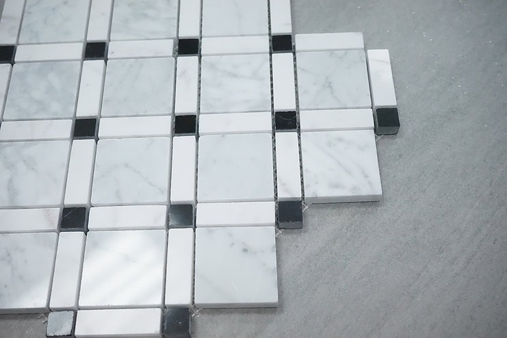 Diamond Pattern White with Black Dot Polished Marble Mosaic Tile | Wall ...