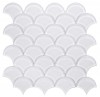 White Glass Dragon Scale Mosaic Tile | Pool Rated Tile | Fish Scale ...